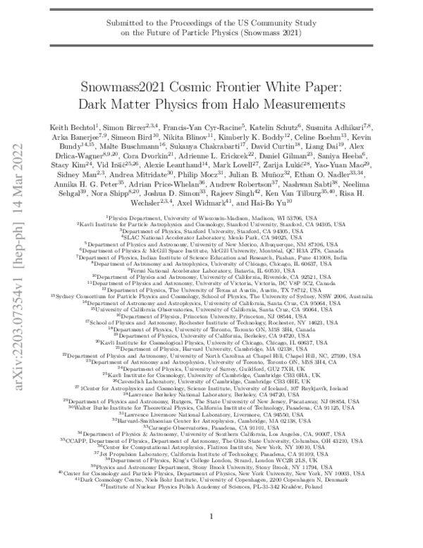 (PDF) Snowmass2021 Cosmic Frontier White Paper: Dark Matter Physics ...