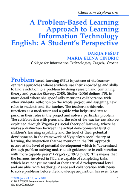 (PDF) A Problem-Based Learning Approach to Learning Information Technology English: A Student's ...