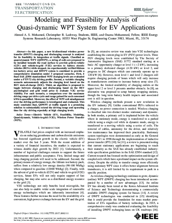 (PDF) Modeling and Feasibility Analysis of Quasi-Dynamic WPT System for ...