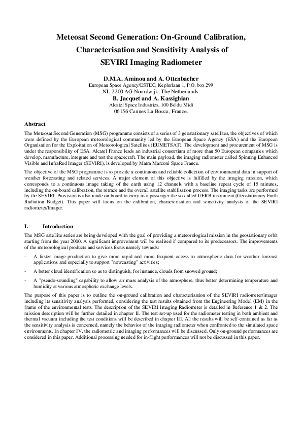 (PDF) Meteosat second generation: on-ground calibration ...