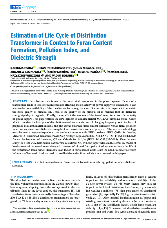 (PDF) Estimation of Life Cycle of Distribution Transformer in Context ...