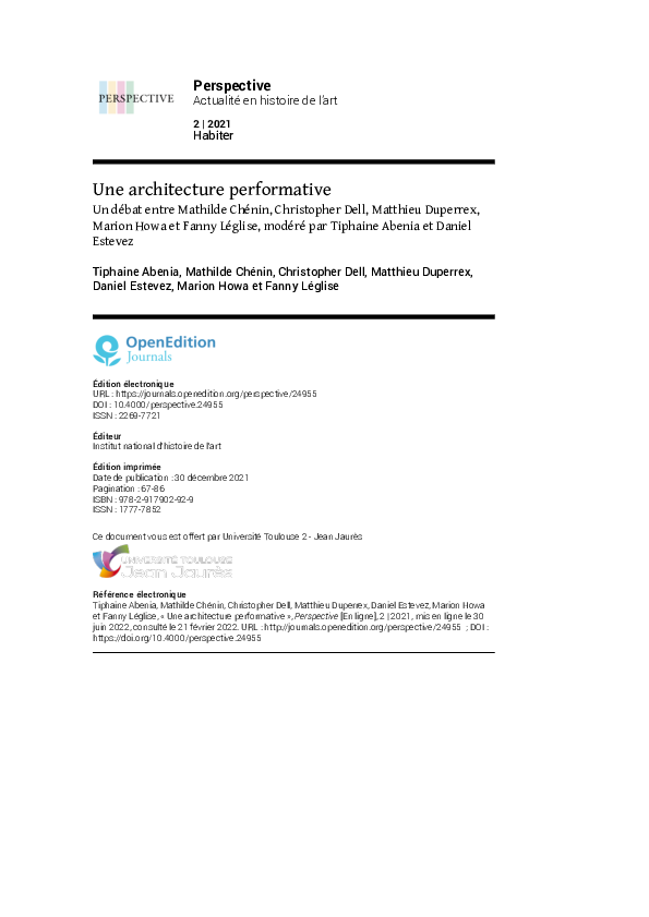 (PDF) Une architecture performative
