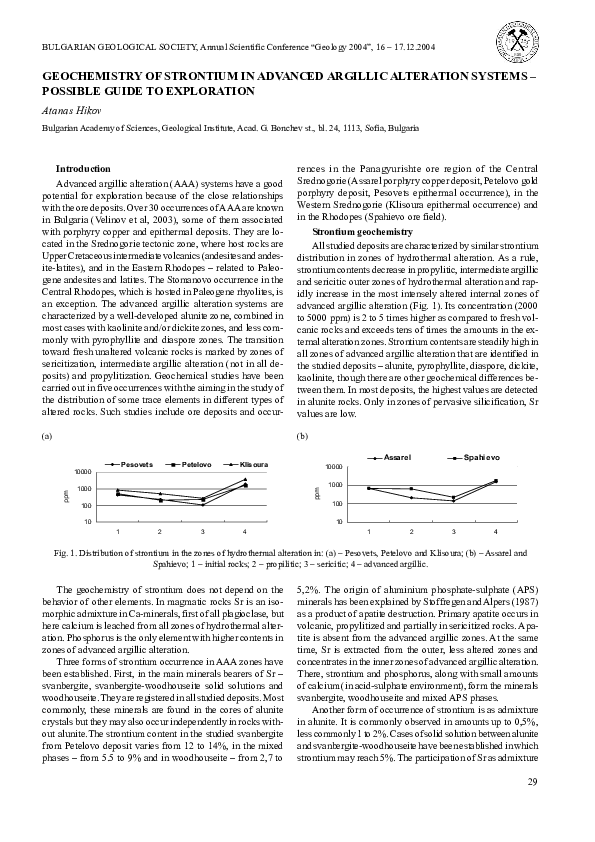 (PDF) Geochemistry of Strontium in Advanced Argillic Alteration Systems ...