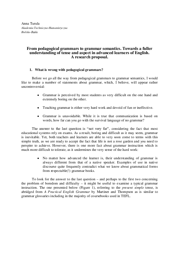 (PDF) From pedagogical grammars to grammar semantics. Towards a fuller ...