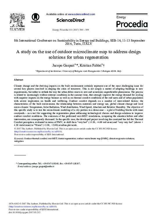 (PDF) A Study on the Use of Outdoor Microclimate Map to Address Design ...
