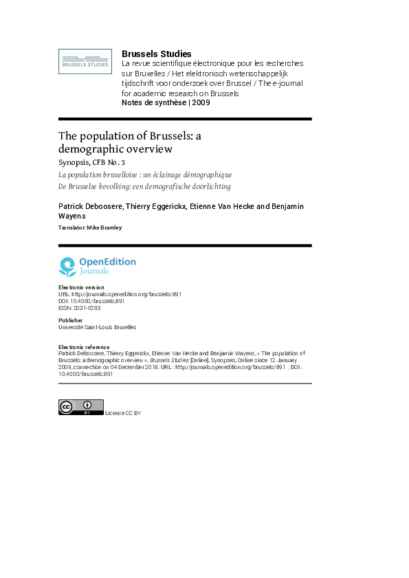 (PDF) The population of Brussels: a demographic overview