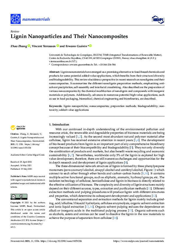 (PDF) Lignin Nanoparticles and Their Nanocomposites