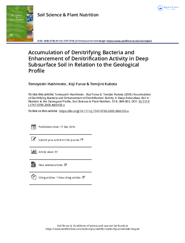 (PDF) Accumulation of Denitrifying Bacteria and Enhancement of ...