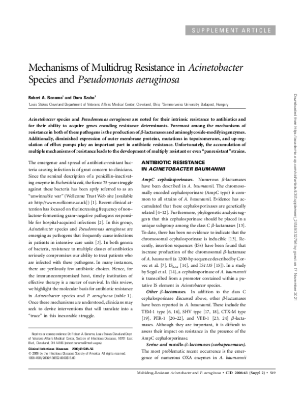(PDF) Mechanisms of Multidrug Resistance in Acinetobacter Species and ...