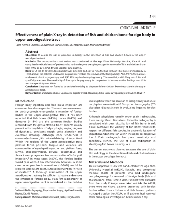 (PDF) Effectiveness of plain X-ray in detection of fish and chicken ...