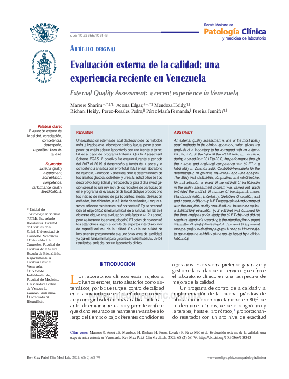 (PDF) Evaluación externa de la calidad: una experiencia reciente en Venezuela