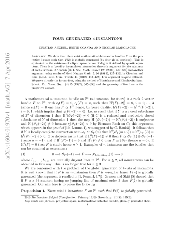 (PDF) Four generated 4-instantons