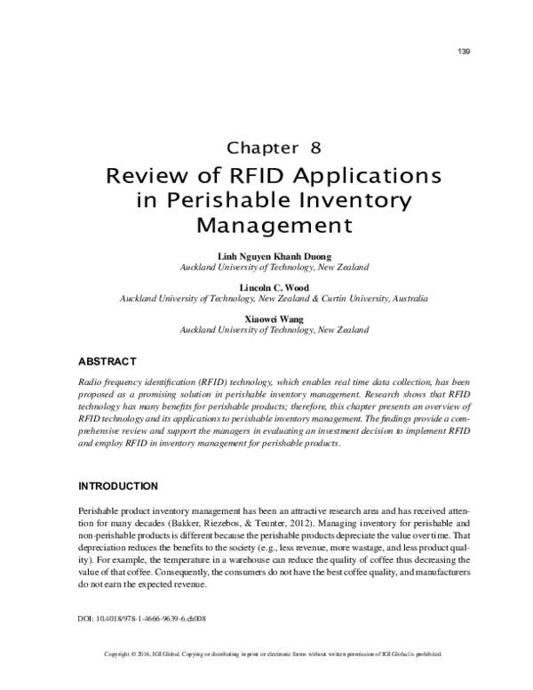 (PDF) Review of RFID Applications in Perishable Inventory Management