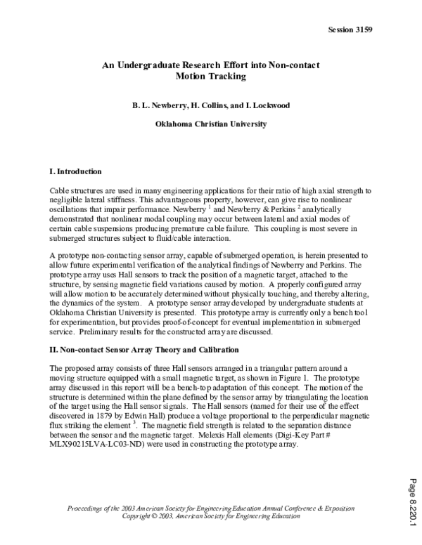 (PDF) An Undergraduate Research Effort Into Non Contact Motion Tracking