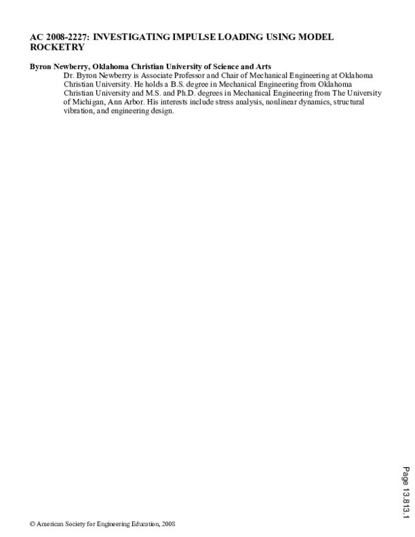 (PDF) Investigating Impulse Loading Using Model Rocketry