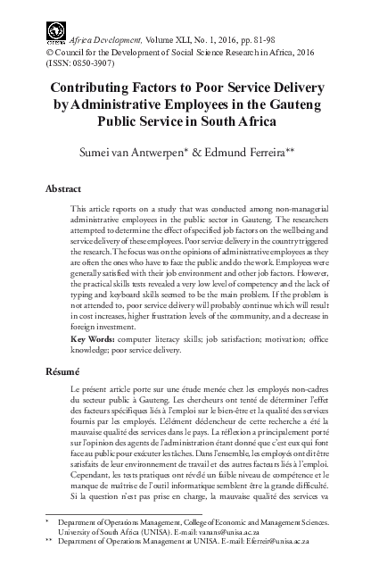 (PDF) Contributing factors to poor service delivery by administrative ...