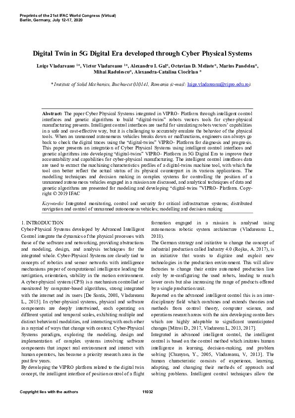 (PDF) Digital Twin in 5G Digital era developed through Cyber Physical Systems