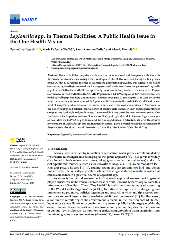 (PDF) Legionella spp. in Thermal Facilities: A Public Health Issue in ...