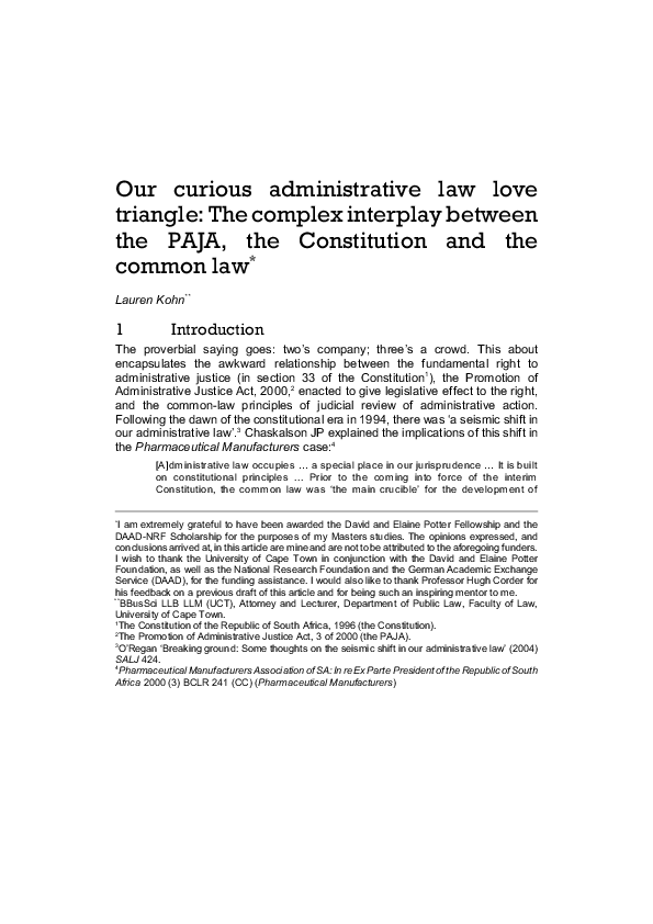 (PDF) Lauren Kohn ‘Our curious administrative law love triangle: The ...