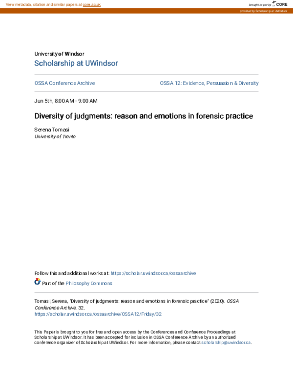 (PDF) Diversity of judgments: reason and emotions in forensic practice