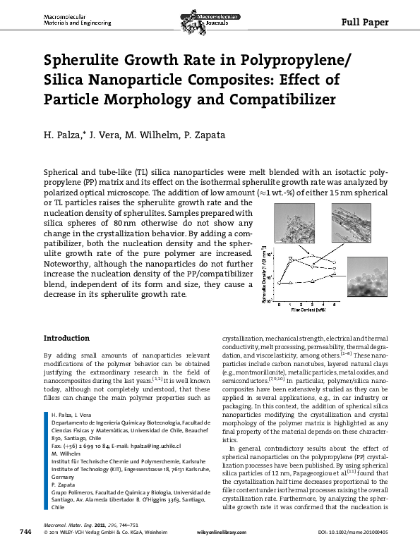 (PDF) Spherulite Growth Rate in Polypropylene/Silica Nanoparticle ...