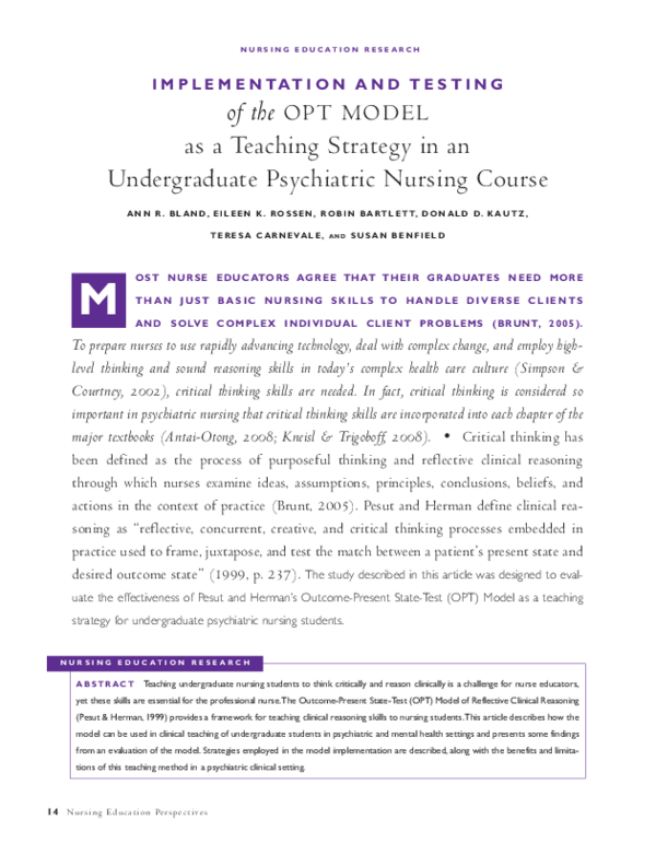 (PDF) Implementation and testing of the OPT Model as a teaching ...