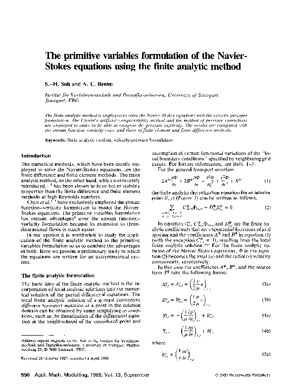 (PDF) The primitive variables formulation of the Navier-Stokes ...