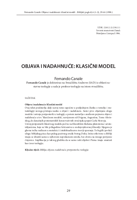 (PDF) Revelation and Inspiration: The Classical Model