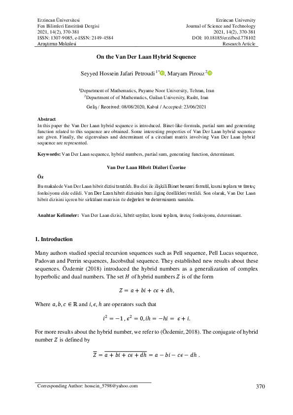 (PDF) on the Van Der Laan hybrid sequence | Seyyed Hossein Jafari Petroudi - Academia.edu