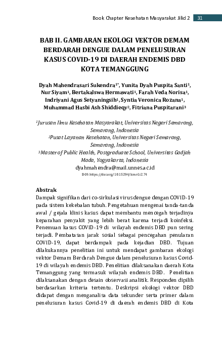 (PDF) Gambaran Ekologi Vektor Demam Berdarah Dengue Dalam Penelusuran ...