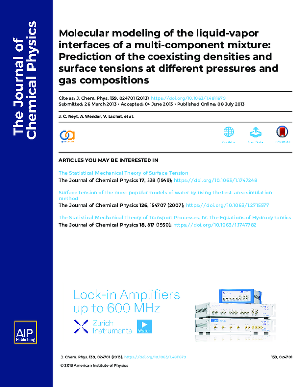 (PDF) Modeling Liquid-Vapor Interfaces in Mixtures