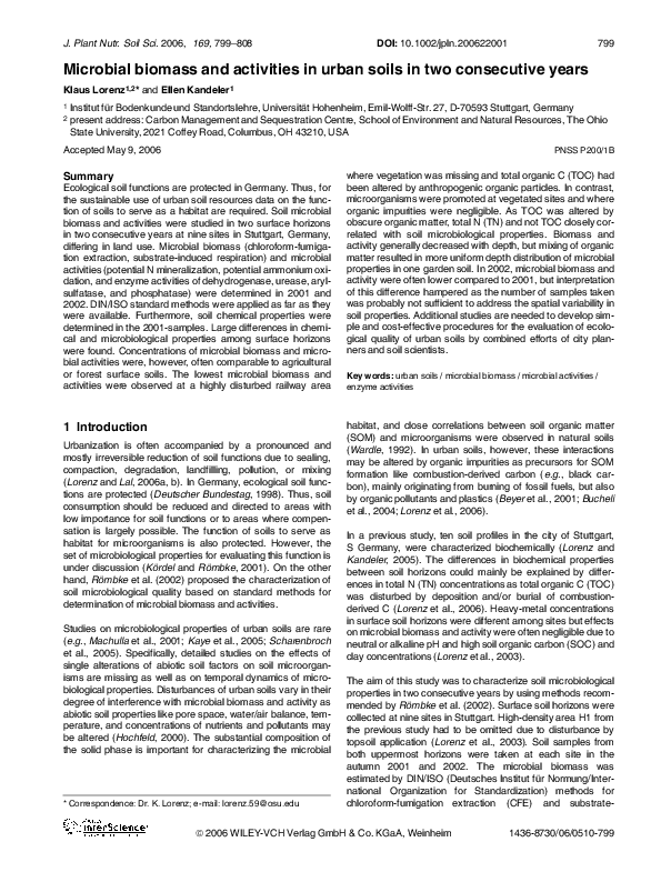 (PDF) Microbial biomass activities in urban soils in two consecutive years