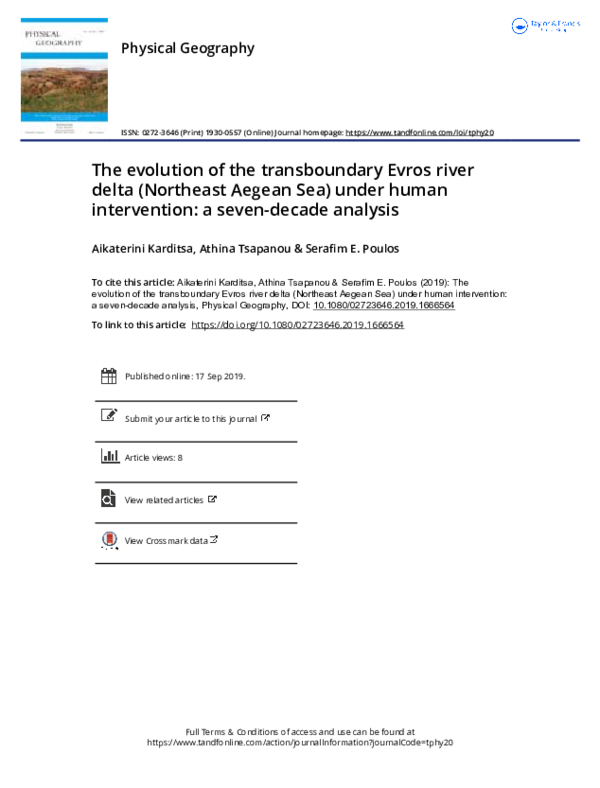 (PDF) The evolution of the transboundary Evros river delta (Northeast ...