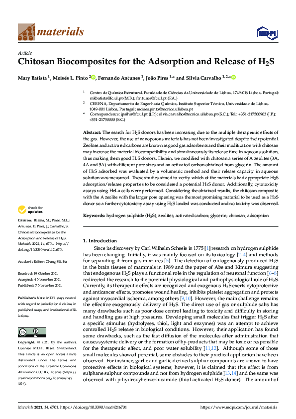(PDF) Chitosan Biocomposites for the Adsorption and Release of H2S
