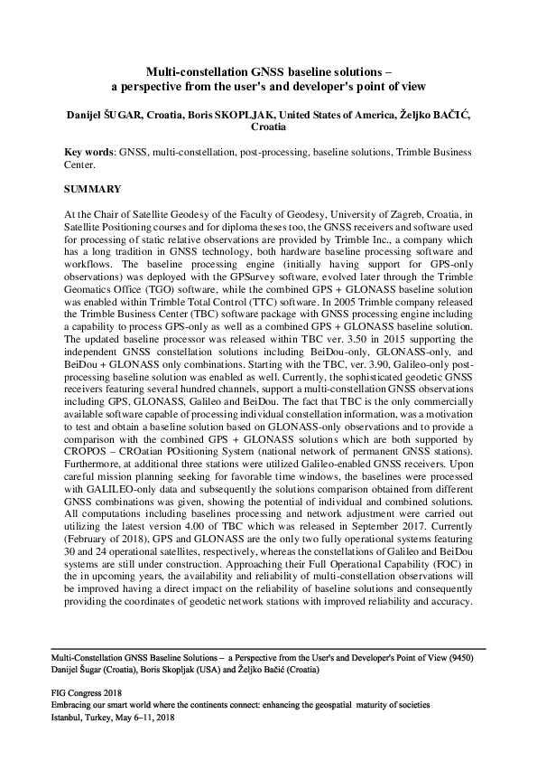 (PDF) Multi-constellation GNSS baseline solutions – a perspective from ...