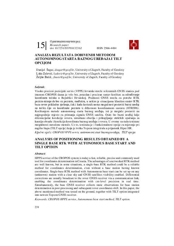 (PDF) Analysis of Positioning Results Obtained by a Single Base RTK ...