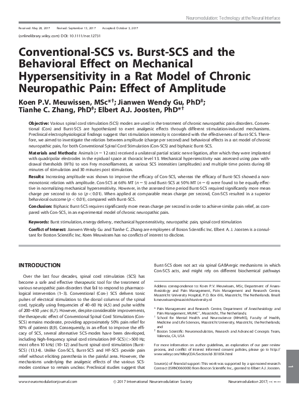 (PDF) Conventional-SCS vs. Burst-SCS and the Behavioral Effect on ...
