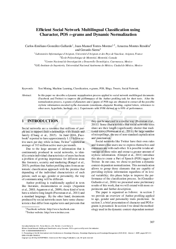 (PDF) Efficient Social Network Multilingual Classification using Character, POS n-grams and ...