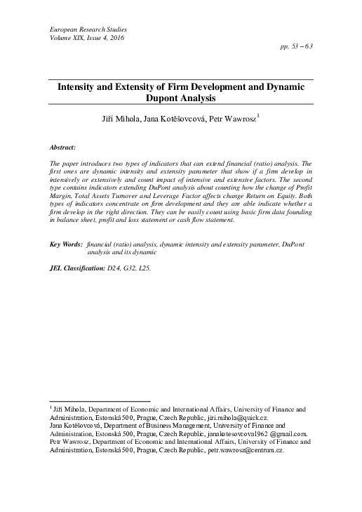 (PDF) Intensity and Extensity of Firm Development and Dynamic Dupont ...