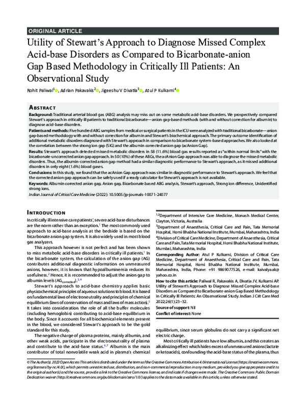 (PDF) Utility of Stewart's Approach to Diagnose Missed Complex Acid ...
