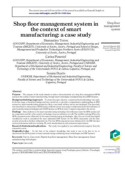 (PDF) Shop floor management system in the context of smart ...