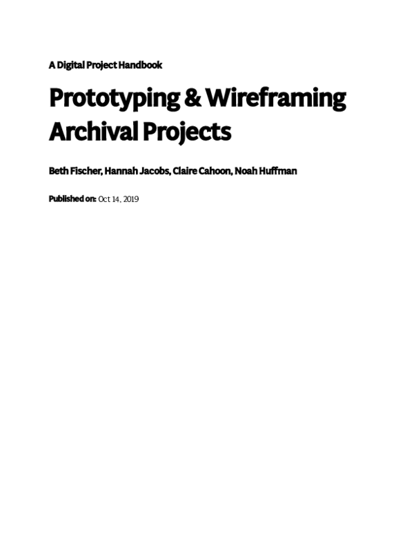 (PDF) Prototyping Wireframing Archival Projects