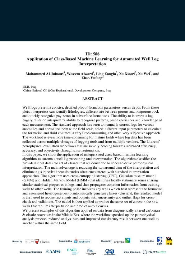 (PDF) Application of Class-Based Machine Learning for Automated Well Log Interpretation