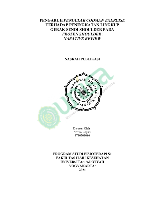 (PDF) Pengaruh Pendular Codman Exercise Terhadap Peningkatan Lingkup ...