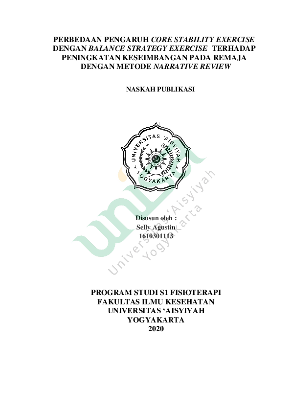 (PDF) Perbedaan Pengaruh Core Stability Exercise Dengan Balance ...
