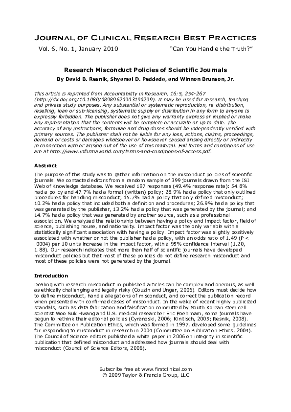(PDF) Research Misconduct Policies of Scientific Journals