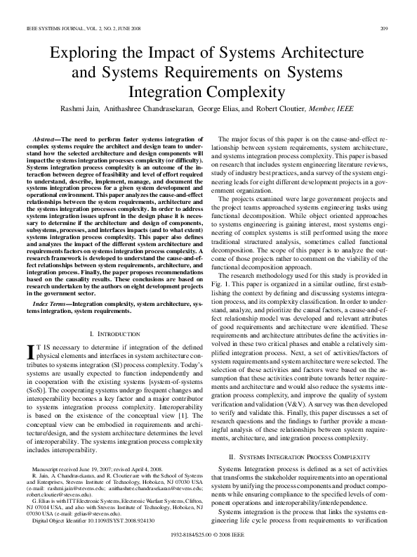 (PDF) Exploring the Impact of Systems Architecture and Systems ...