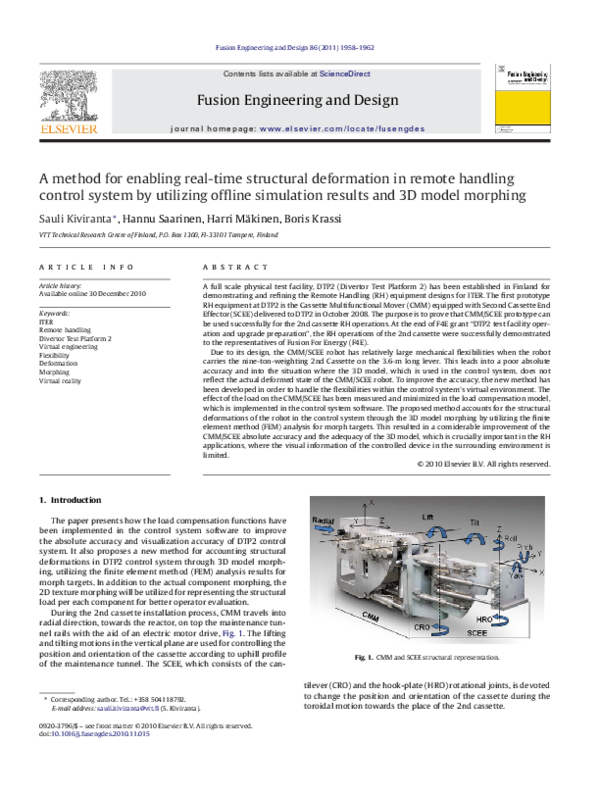 (PDF) A method for enabling real-time structural deformation in remote handling control system ...