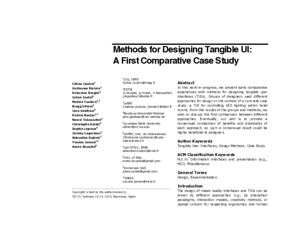 (PDF) Methods for Designing Tangible UI: A First Comparative Case Study