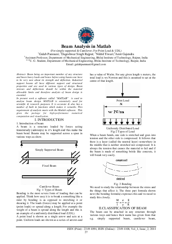 (PDF) Beam Analysis in Matlab